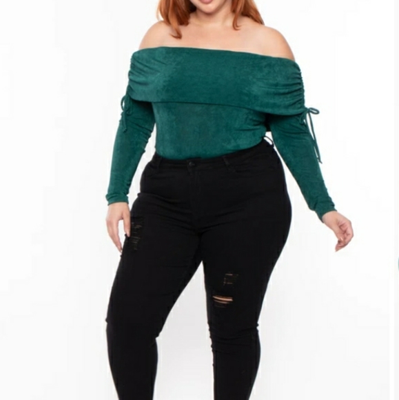 Curvy Sense | Tops | Curvy Sense Green Dora Body Suit Plus Size Hunter ...